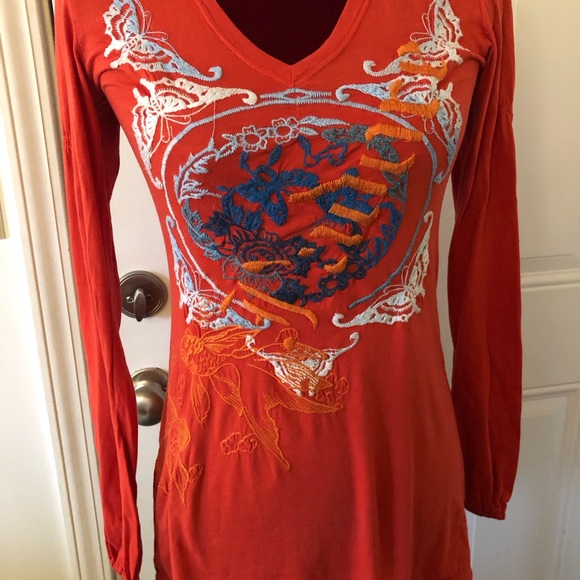 Johnny Was | Tops | Johnny Was Burnt Red Embroidered Top S | Poshmark